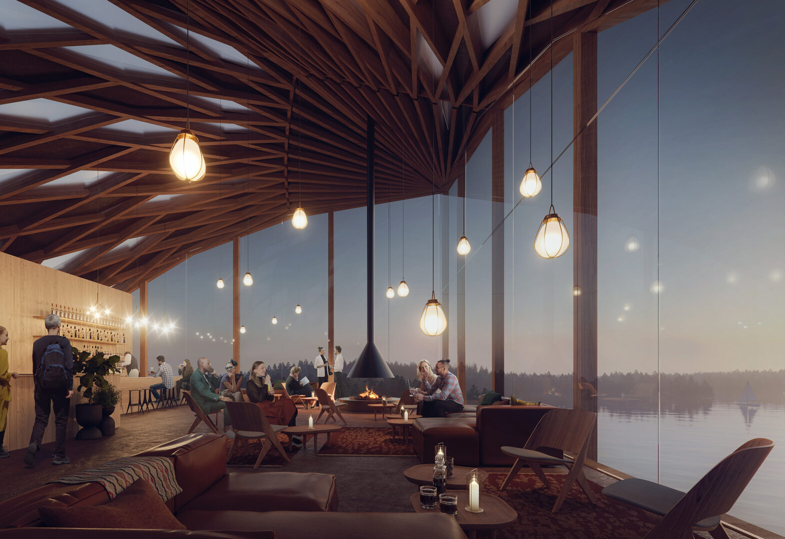 Creating a lakeshore lookout with an innovative wooden structure ...